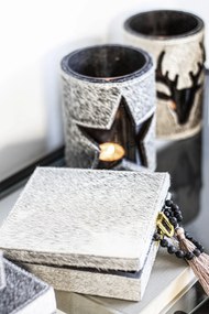 Šedý Bijoux box z hovězí kůže (sada 3ks) - 25,5*25,5*8cm