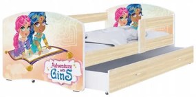 Dětská postel LUKI se šuplíkem DUB SONOMA 160x80 vzor ADVENTURE GINS