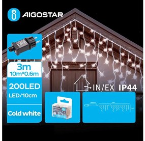 Aigostar - LED Venkovní vánoční řetěz 200xLED/8 funkcí 13x0,6m IP44 studená bílá