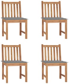 Zahradní židle 4 ks s poduškami masivní teak 3073089
