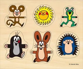Dřevěná vkládačka Krteček / Vkládací puzzle / Dřevo / 6 dílků / od 18
