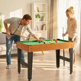 Multiherní stůl HOMCOM 4 v 1, párty herní stůl se stolním tenisem, stolním fotbalem, kulečníkem, stolním hokejem, pro zábavu více hráčů, ocel, přírod…