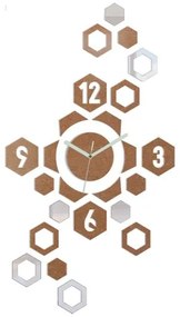 3D nalepovací hodiny Hexagon měděné