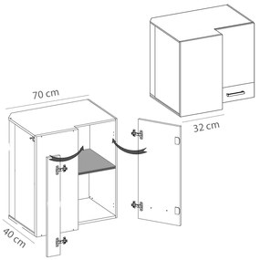 ECONO wh | horní skříňka ECO-45G rohová | 40x70 cm | san remo/bílá lesk | VÝBĚR KORPUSU