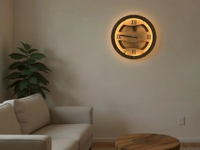 Li-Go "Římské číslice" světelné hodiny s powerbankou a pohybovým čidlem 31 cm/dub velikost svítidla/hodin: 31 cm