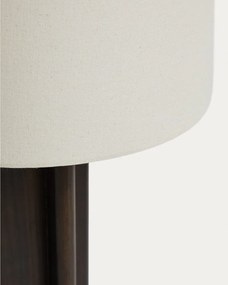 Bílá/tmavě hnědá stolní lampa z kaučukového dřeva s textilním stínidlem (výška 48 cm) Niani – Kave Home