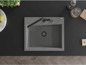 Mexen Oscar, 1-komorový granitový dřez 580x490x205 mm, šedá, 6519581000-71-B