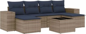 7dílná zahradní sedací souprava s polštáři šedá polyratan 3222930