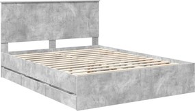 Rám postele s čelo Betonově šedá 150 x 200 cm Inženýrské dřevo 3411106