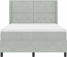 Postel s boxspringem s čelo Světle šedá 140 x 190 cm samet 3342002
