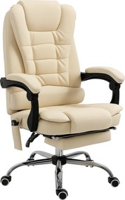 Vinsetto Křeslo s Ergonomickým Designem a Masážní Funkcí s Nastavitelnou Výškou a 6 Vibračními Body, 65x160x104 cm, Krémové | Aosom