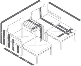 Tchibo - Modulární zahradní sedací souprava - barva: šedá
