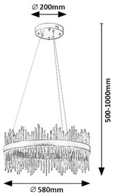 Rabalux 72227 - LED Lustr na lanku MABEL LED/36W/230V 3000/4000/6000K zlatá