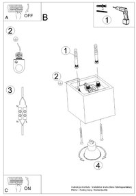 Stropní svítidlo Quad, 1x šedé kovové stínítko