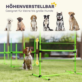 PawHut Agility set pro psy 4dílné výškově nastavitelné agility vybavení se 4 překážkami Přepravní taška 99 x 65 x 94 cm zelená