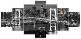Gario Obraz s hodinami Most Tokyo Bay - 7 dílný Rozměry: 210 x 100 cm