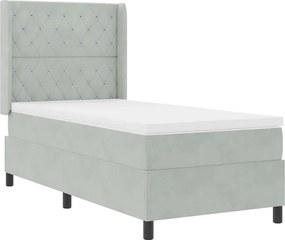 Postel s boxspringem s matrací Světle šedá 90 x 200 cm samet 3341936