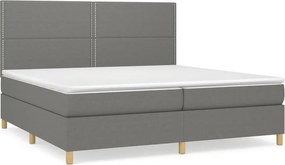 Box spring postel s matrací tmavě šedá 200x200 cm textil 3142282