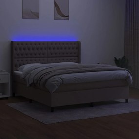 Box spring postel s matrací a LED taupe 160x200 cm textil 3138569