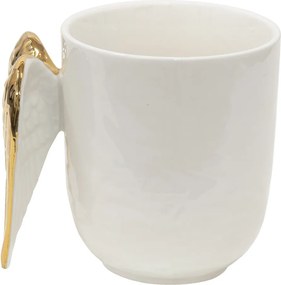 Bílý keramický hrnek se zlatými křídly Wings - 11*9*10 cm