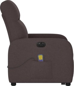 Elektrické zvedací masážní polohovací křeslo tmavě hnědé textil 3303007