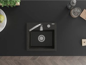Mexen Milo - dřez granitový 43,5x41,0cm, 1-komorový, černá-zlatá, 6505441000-75