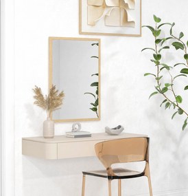 HOMCOM Nástěnné zrcadlo 50 x 70 cm Dekorativní zrcadlo se 4 háčky, obdélníkové zrcadlo do ložnice, koupelny