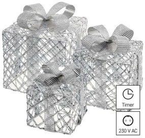 LED dárky s ozdobou Gifts s časovačem studená bílá
