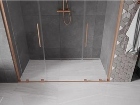 Mexen Velar L Duo, posuvné sprchové dveře do otvoru 170 cm, 8mm čiré sklo, měděná matná, 871-170-003-02-65