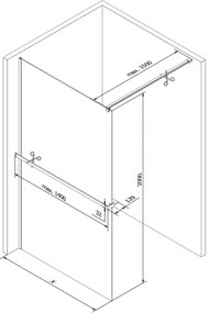 Mexen Kioto, sprchová zástěna Walk-In Walk-in 135 x 200 cm, 8mm čiré sklo, chromový profil + věšák na ručníky s poličkou, 800-135-121-01-00