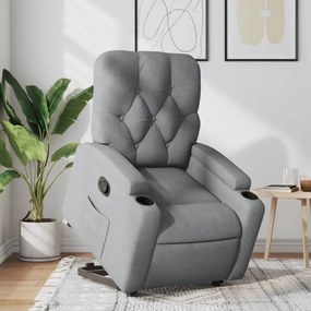 Zvedací polohovací křeslo světle šedé textil 3204710