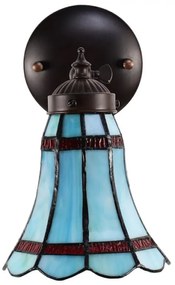 Modrá nástěnná Tiffany lampa červené pruhy RedLine – 17x12x23 cm