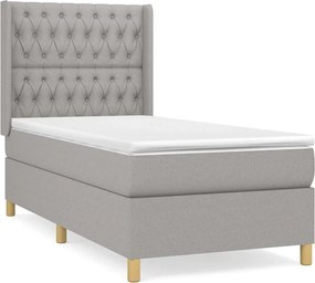 Box spring postel s matrací světle šedá 90x200 cm textil 3132201