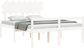 Postel s čelem pro seniory bílý 140x190 cm masivní dřevo 3195527