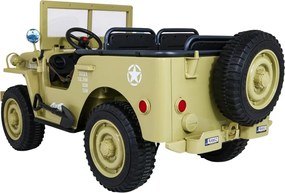 Dětský elektrický vojenský jeep willys 4x4 24V, 4x90W béžový