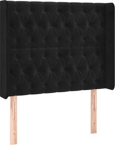 Čelo postele s LED černé 103 x 16 x 118/128 cm samet 3124428