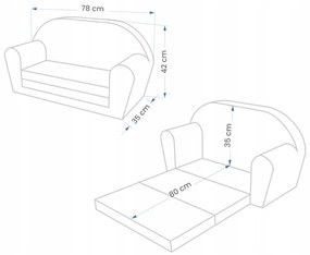 Dětská rozkládací MINI pohovka Husičky - zelená/bílá