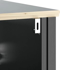 3dílná koupelnová sestava BERG černá masivní borové dřevo 3206495