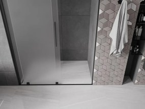Mexen Velar, posuvné sprchové dveře do otvoru 130 cm, 8mm sklo námraza, černá matná, 871-130-000-31-70
