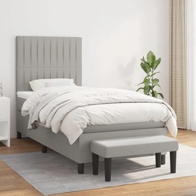 Box spring postel s matrací světle šedý 100 x 200 cm textil 3136733