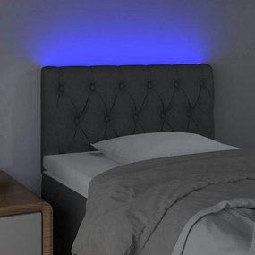 Čelo postele s LED tmavě šedé 80 x 7 x 78/88 cm textil 3121923