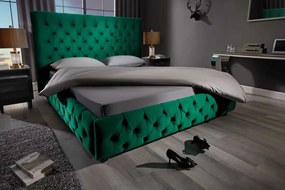Designová postel Laney Chesterfield 180 x 200 cm zelený samet