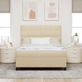 Postel s boxspringem s čelo Krémová 140 x 190 cm textil 3339390