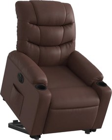 Elektrické zvedací polohovací křeslo hnědé umělá kůže 3206615