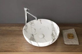 Sapho Sapho, RONDANE keramické umyvadlo na desku průměr 41cm, bianco carrara, AR435BC