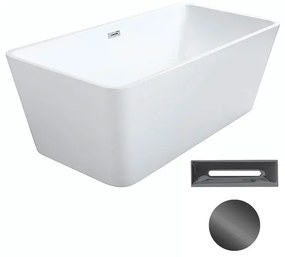 Besco Akrylátová volně stojící vana Evita 160x80 Barva: Bílá, Rozměry (cm): 160x80, Typ a barva výpustě: Click-Clack s přepadem, grafit