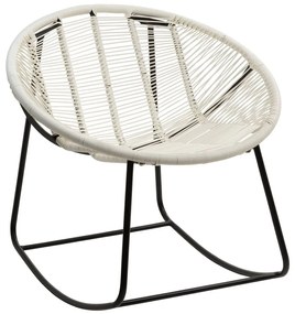 Bílo-černé kovové houpací křeslo s výpletem Pam White - 56*65*67 cm