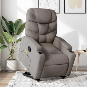 Zvedací masážní polohovací křeslo taupe textil 3204616