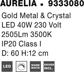 Stropní LED svítidlo NOVA LUCE AURELIA 41W 3500K 9333080 stmívatelné Triac