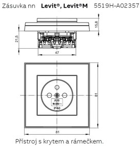 ABB Levit M zásuvka titanová/kouřová černá 5519H-A02357 70 s clonkami